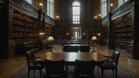 Reading Corner In A Classical Library Stock Illustration Illustration