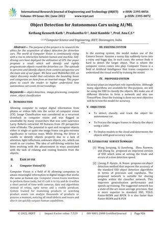 Object Detection For Autonomous Cars Using AI ML PDF Cameras And Camcorders Consumer
