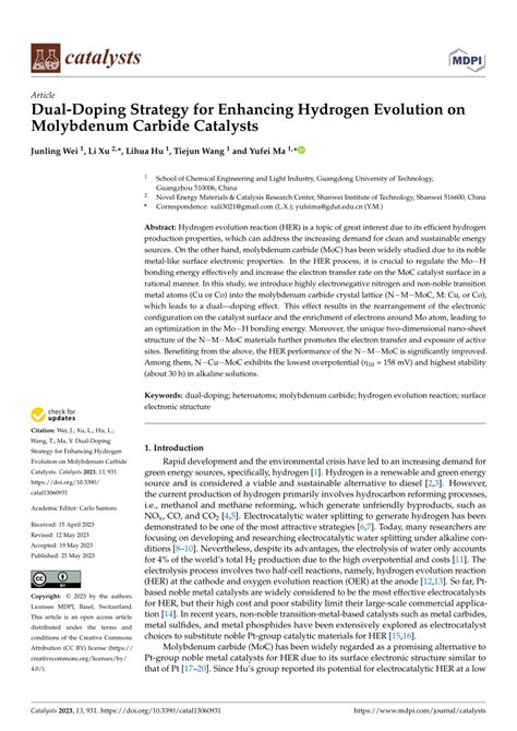 Pdf Dual Doping Strategy For Enhancing Hydrogen Evolution On