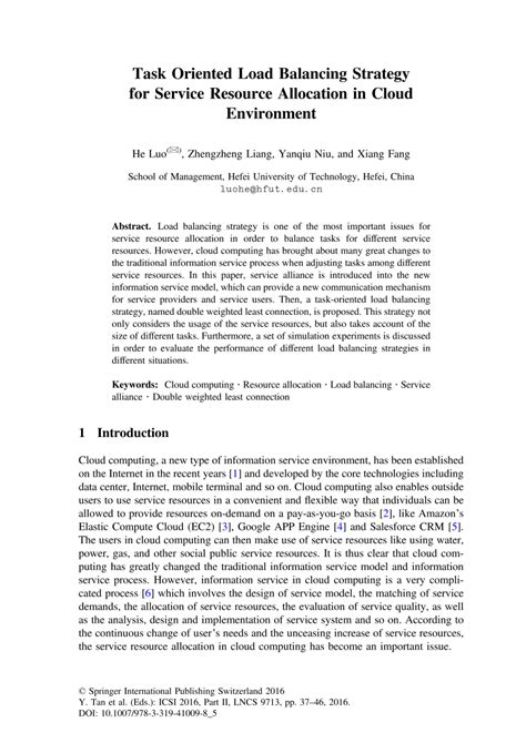 pdf task oriented load balancing strategy for service resource