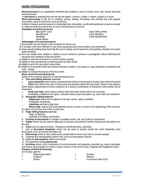 Word Processors 2 Notes Word Processors Word Processor Is An