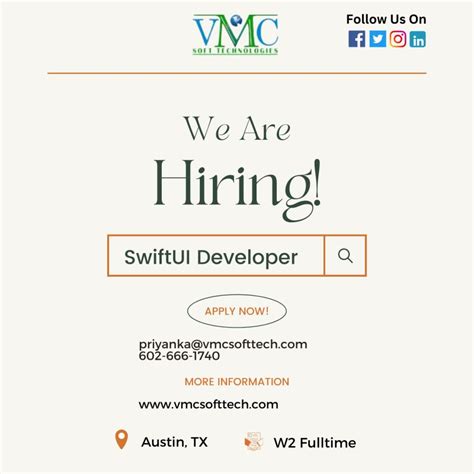 Vmc Soft Technologies Inc On Linkedin Swiftui Iosdeveloper Swift