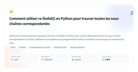 Comment Utiliser Refindall En Python Pour Trouver Toutes Les Sous Chaînes Correspondantes Labex