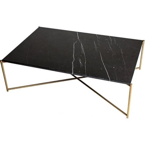 Buy Black Marble Rectangular Table And Brass Base At Fusion Living