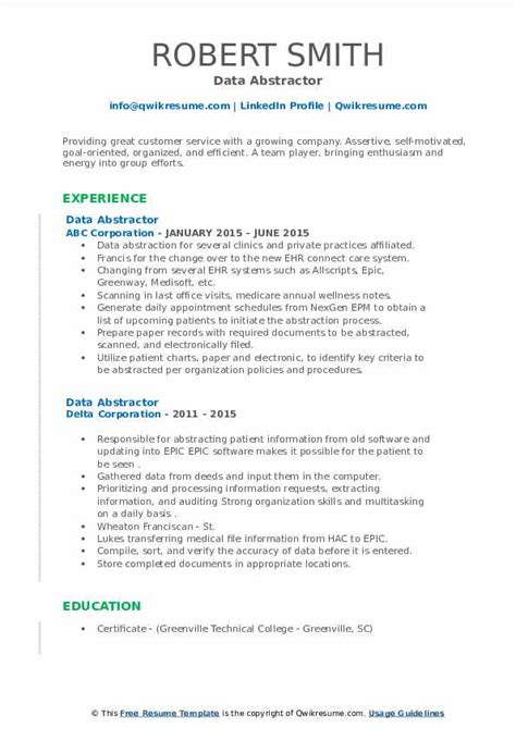 10 Data Abstractor Resume Samples And Templates For 2025