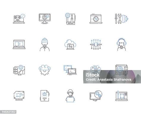 koleksi ikon garis besar pemrograman web web pemrograman html css