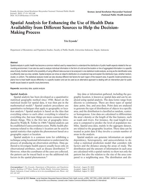 (PDF) Spatial Analysis for Enhancing the Use of Health Data Availability from Different Sources ...