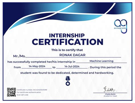 Ronak Dagar On Linkedin Machinelearning Internshipcompletion Acmegrade