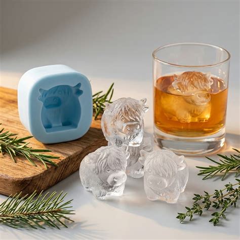 Mini Highland Cow Ice Cube Mold Silicone Ice Cube Mold Creative