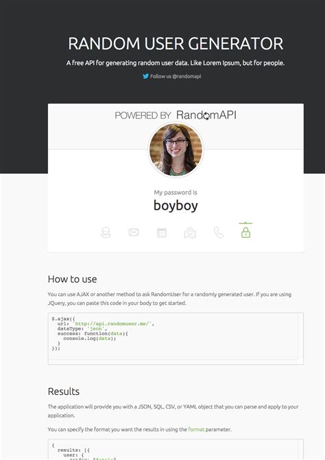 Random User Generator A Free Api For Generating Random User Data Like