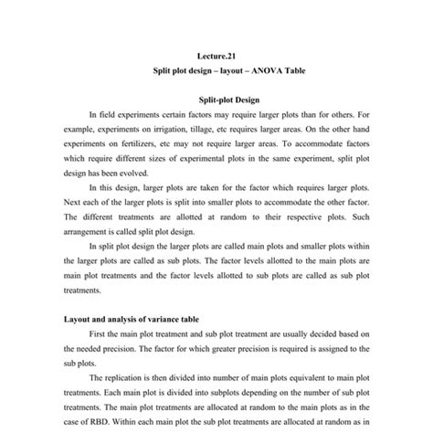 Lec21 Split Plot Design Designe Of Experiment Notes Teachmint