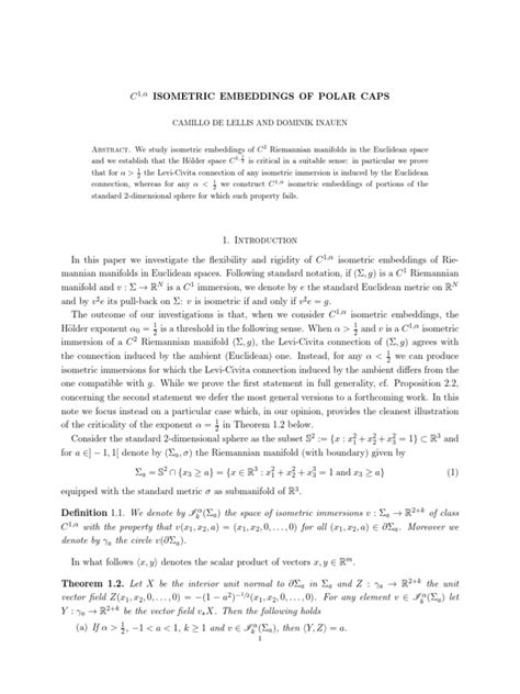 Isometric Embeddings Of Polar Caps 2 Pdf Manifold Theoretical Physics