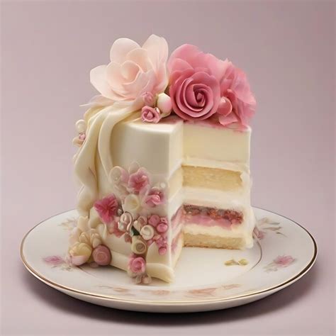 Premium Ai Image Piece Of Weding Cake Ai