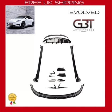 For Tesla Model Y Bodykit Front Lip Diffuser Side Skirt Gloss Black 20 Uk Stock £429 99