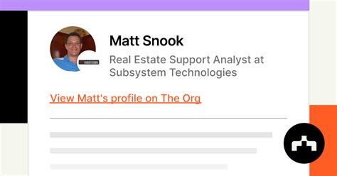 Matt Snook Real Estate Support Analyst At Subsystem Technologies The Org