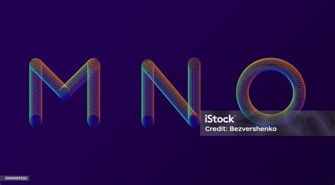 다채로운 현대 추상 문자 크리에이 티브 디자인 벡터 일러스트 레이 션의 집합입니다 레인 보우 네온 봄 알파벳 어두운 자주색 배경에 고립 로고에 대한 스톡 벡터 아트 및 기타