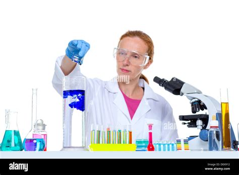 Chemical Laboratory Scientist Woman Looking At Test Tube Stock Photo Alamy