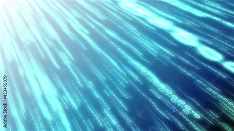 Vidéo Stock Blue Binary Code Falling Down Matrix Concept Camera