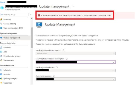 Error While Creating Azure Update Manager Using Automation Account
