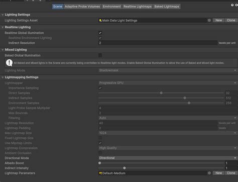 what render settings when using adaptive probe volumes unity engine