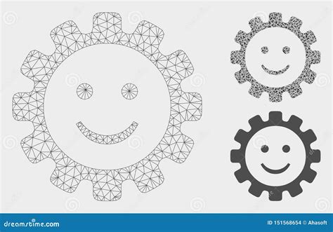 Gear Smile Smiley Vector Mesh Network Model And Triangle Mosaic Icon Stock Vector Illustration
