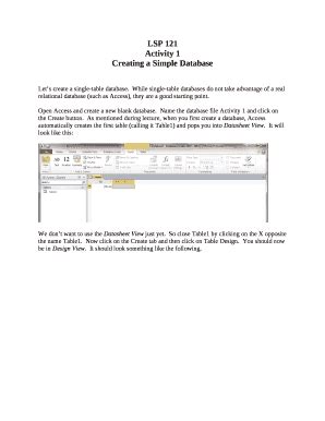 Create Simple Database Doc Template PdfFiller