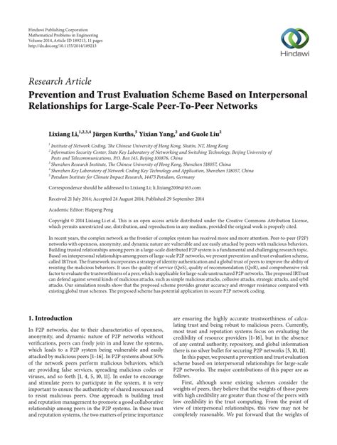 Pdf Prevention And Trust Evaluation Scheme Based On Interpersonal