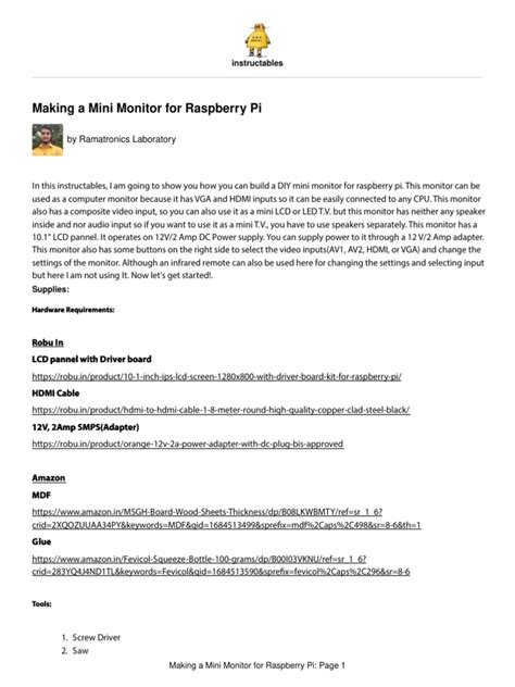making a mini monitor for raspberry pi download free pdf computer