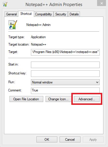 create shortcut with elevated rights ctglobal