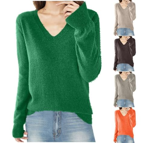 Hvobtty Womens Long Sleeved Pullovers Sweaters Sweaters For Women
