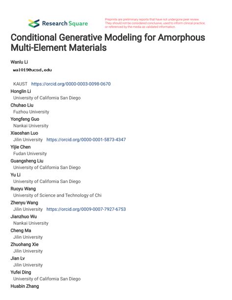 Pdf Conditional Generative Modeling For Amorphous Multi Element Materials