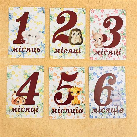 Картки для фотосесій малюка українською мовою на 12 місяців Memorik