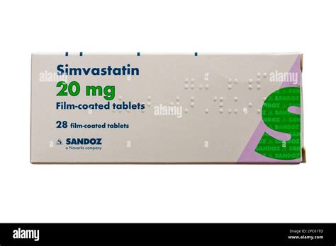 Packet Of Simvastatin 28 Film Coated Tablets Statins Pack 20 Mg Isolated On White Background