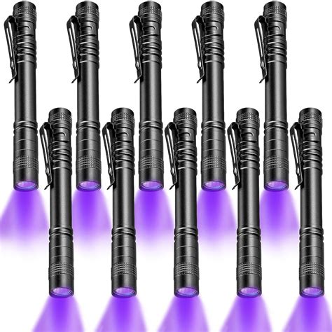 Honoson 10 Pieces Uv Black Light Flashlight Small Blacklight