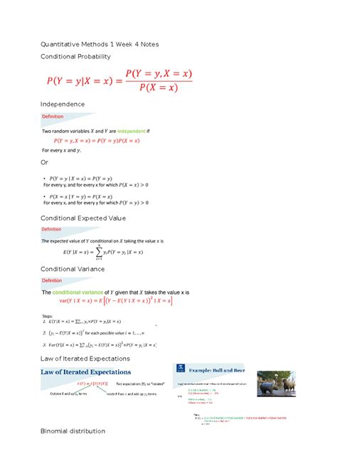 Quantitative Methods 1 Week 4 Notes Econ10005 Quantitative Methods