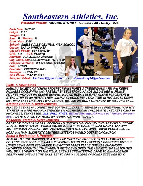 Abigail Storey 2025 Catcher 3b Utility Shelbyville Central Hs Tn Southeastern