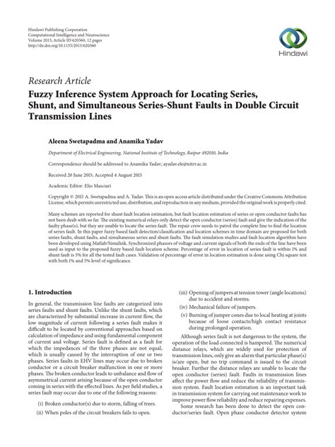 Pdf Fuzzy Inference System Approach For Locating Series Shunt And