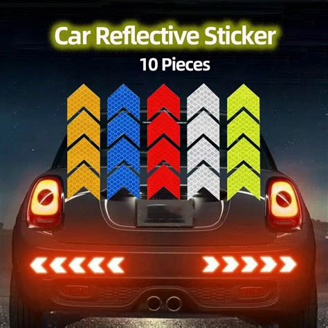 10pcs 자동차 반사 스티커 경고 화살표 장식 Decals 오토바이 테일 바 범퍼 스티커 교통 안전 마크 45x4cm반사 스트라이프 Aliexpress