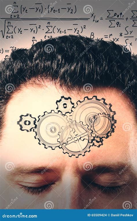 Brainstorm Concept With A Man S Head Gears And A Solution Stock Photo Image Of Drawn Formula