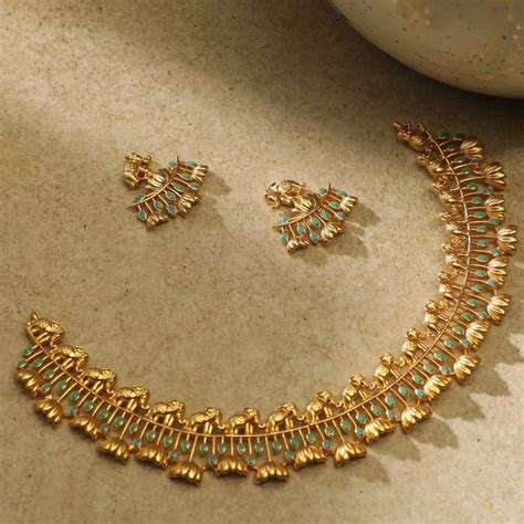 Buy Fleur Lotus Elephant Necklace Set Tarinika Tarinika India