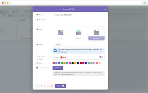 assign a manager to a specific project projecto