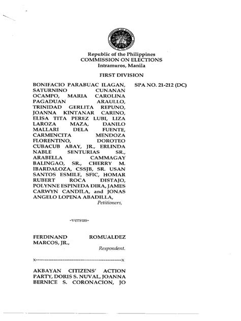 Comelec Commissioner Rowena Guanzon's Separate Opinion On Ferdinand Marcos Jr. Disqualification ...