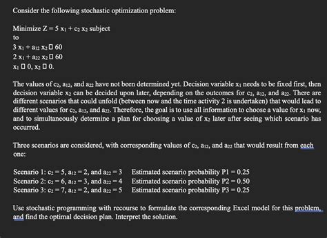 Solved Consider The Following Stochastic Optimization Chegg