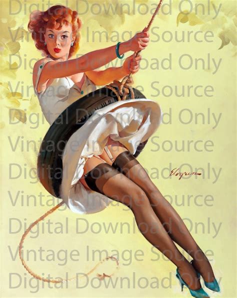DIGITAL DOWNLOAD Elvgren Vintage Pin Up Illustration On Swing Etsy