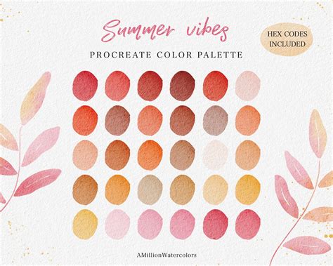 Summer Colors Procreate Palette Color Bundle Procreate Palette Ipad Illustration Summer Colors