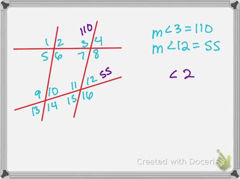 Solved In The Figure M ∠3 110 And M ∠12 55 Find The Measure Of Each