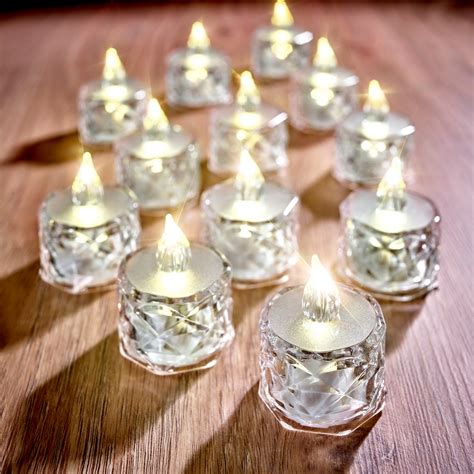 1colour Crystal Look Led Tea Lights Set Of 12 T Discoveries