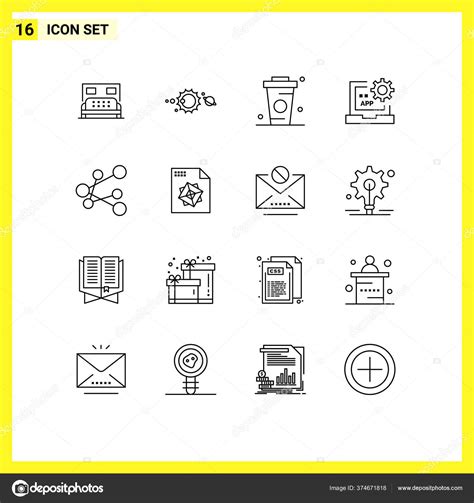 Group Outlines Signs Symbols Development Coding Astronomy App Drinks Editable Stock Vector By