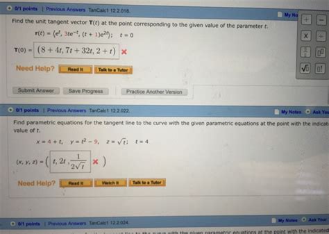 solved find the unit tangent vector t t at the point