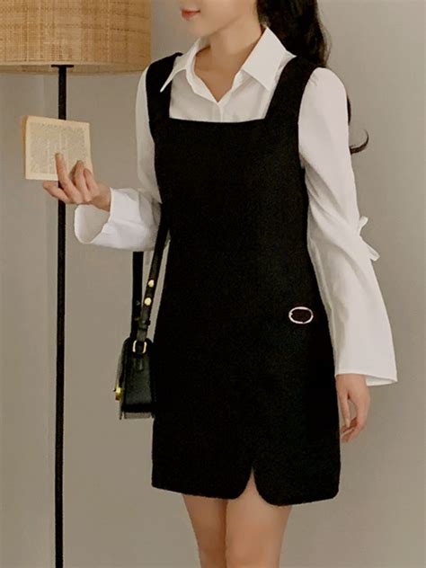 리리앤코 44 120 엘피아드 트위드 버클 뷔스티에 미니 원피스 가을원피스 미니원피스 뷔스티에원피스 빅사이즈 자체제작 트위드원피스 트위드 레이어드 빅사이즈미니원피스